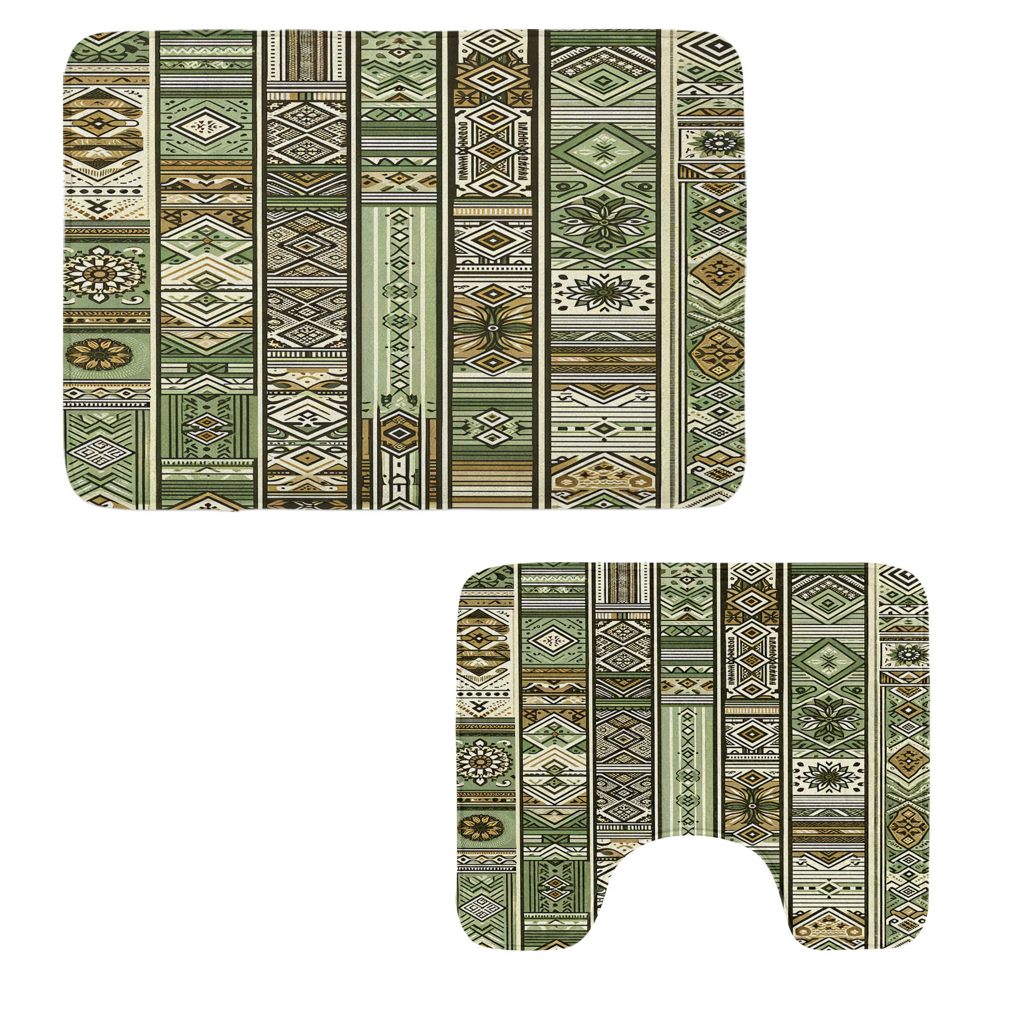 East Urban Home Southwestern Bathroom Rug Set 2 Pieces Rectangle ...