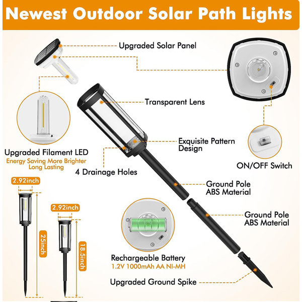 Aliose Solar Pathway Lights, Solar Lights Outdoor Garden Lights ...