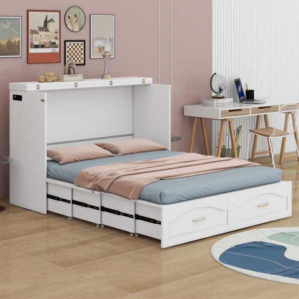 Red Barrel Studio® Murphy Bed Wall Bed With Drawer,A Set Of Sockets ...