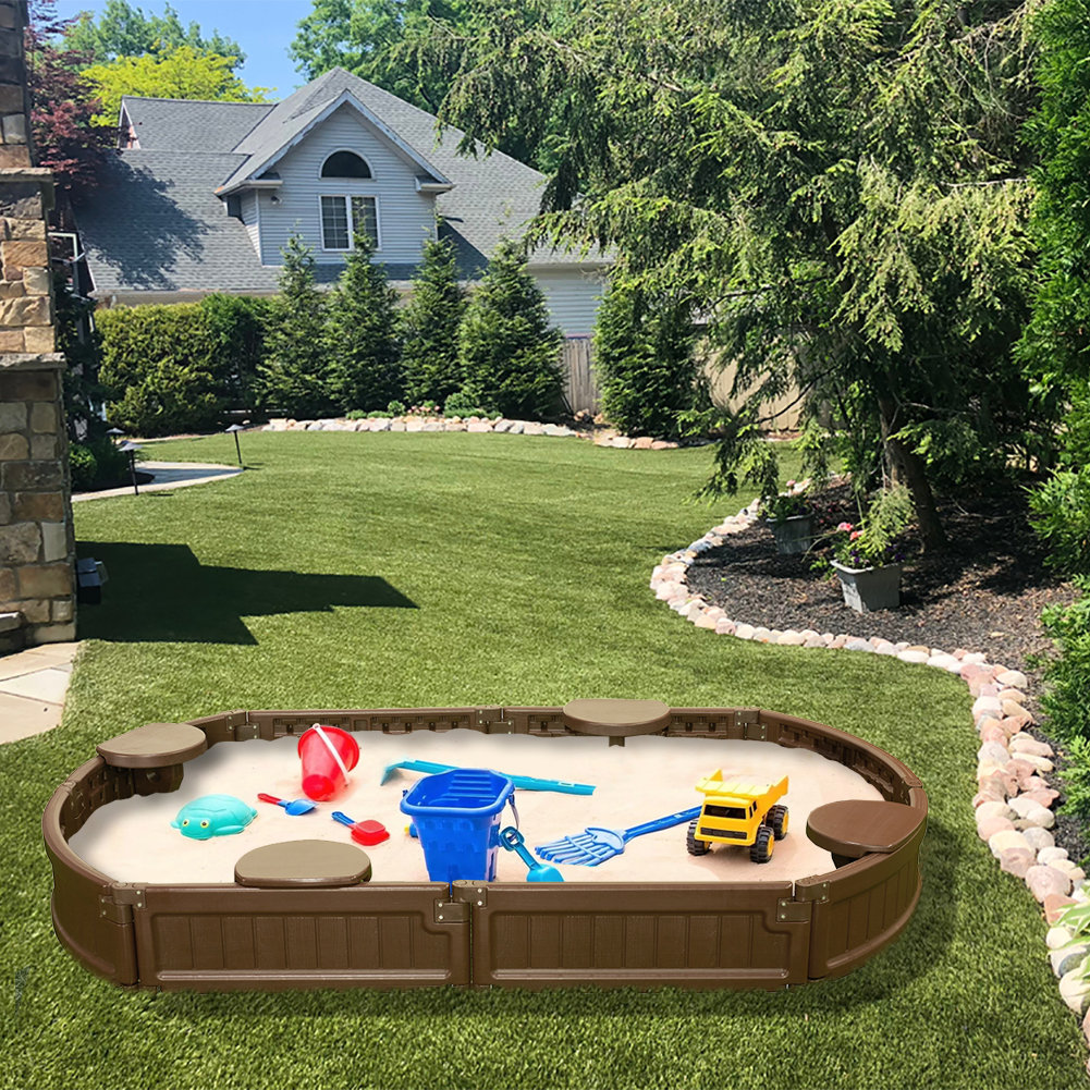 Vandue Corporation 72'' x 8.25'' Plastic Round Sandbox with Cover ...