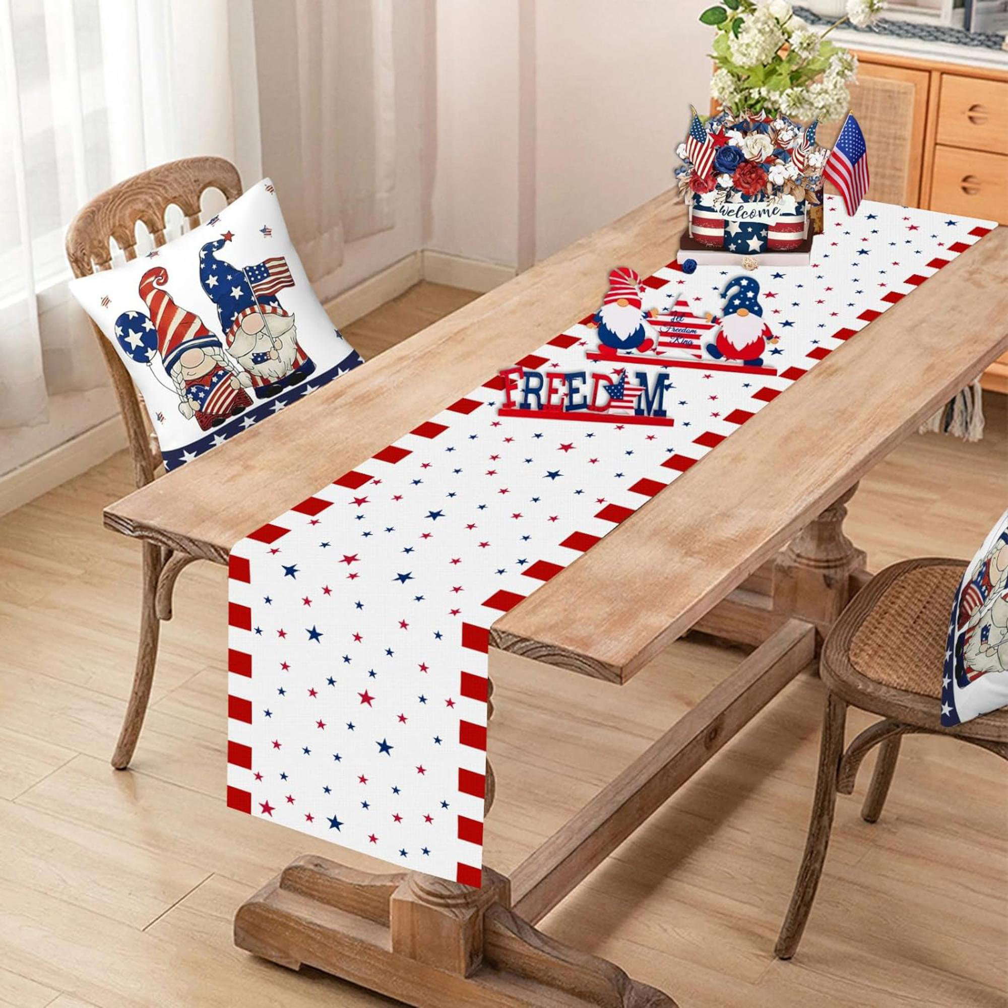 The Holiday Aisle® Independence Day Table Runner 13X72 Inches Blue And ...