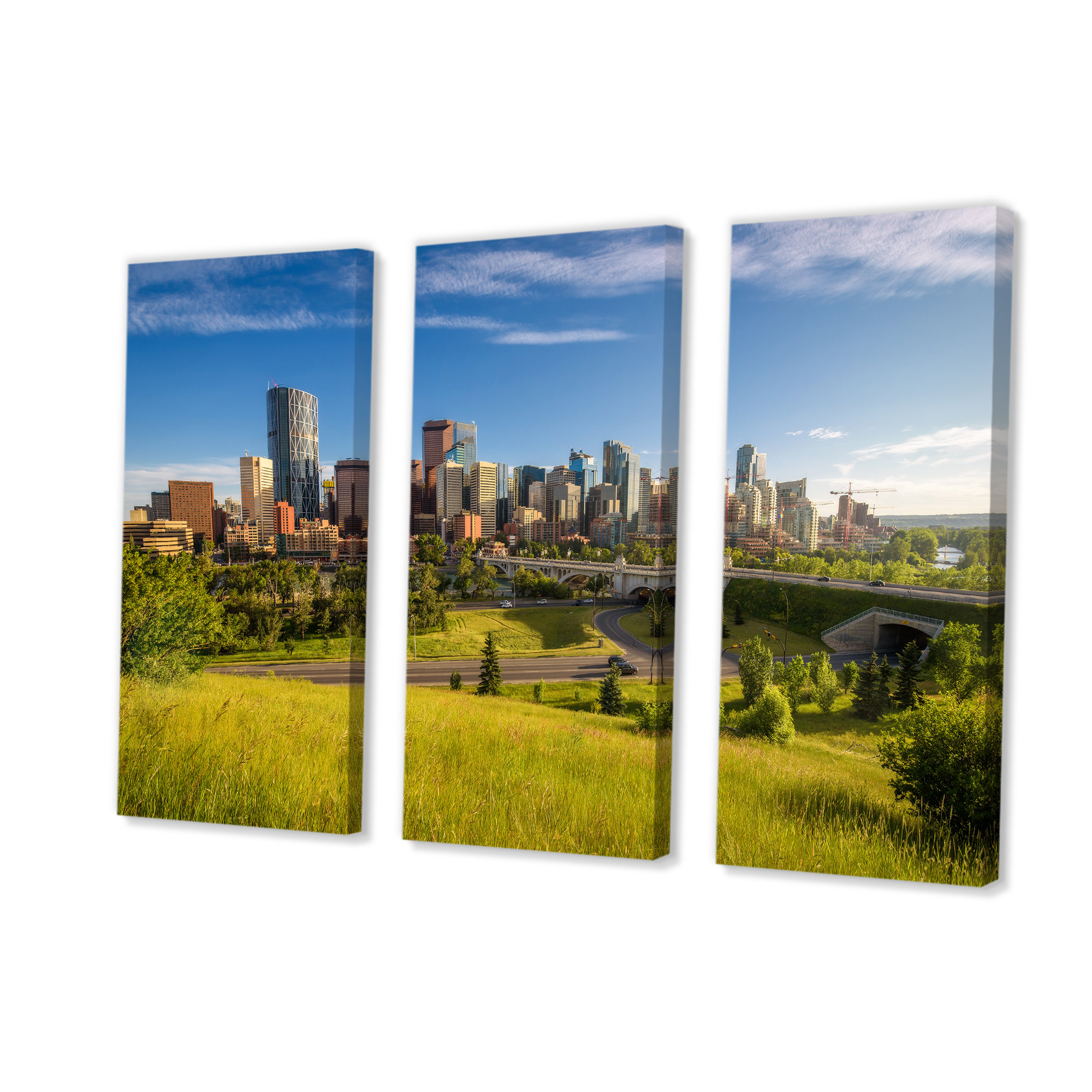 Ebern Designs Skyline Calgary At Sunrise - Canadian Canvas Wall Art Set ...