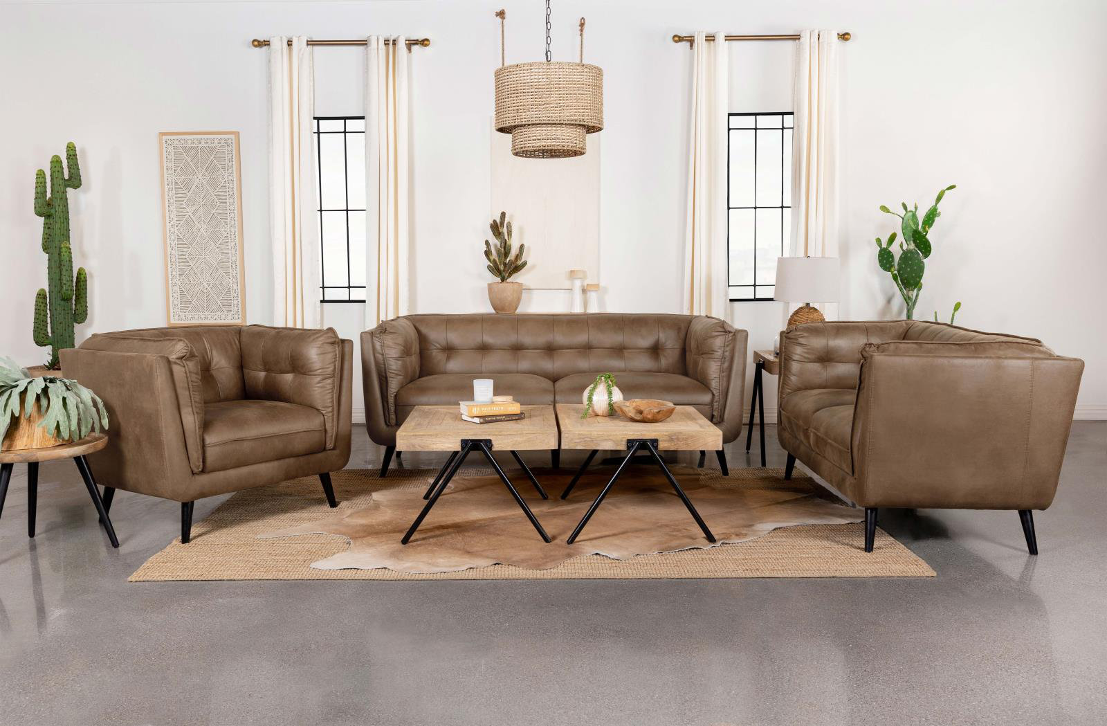 Corrigan Studio® Thatcher 3-Piece Upholstered Button Tufted Living Room ...