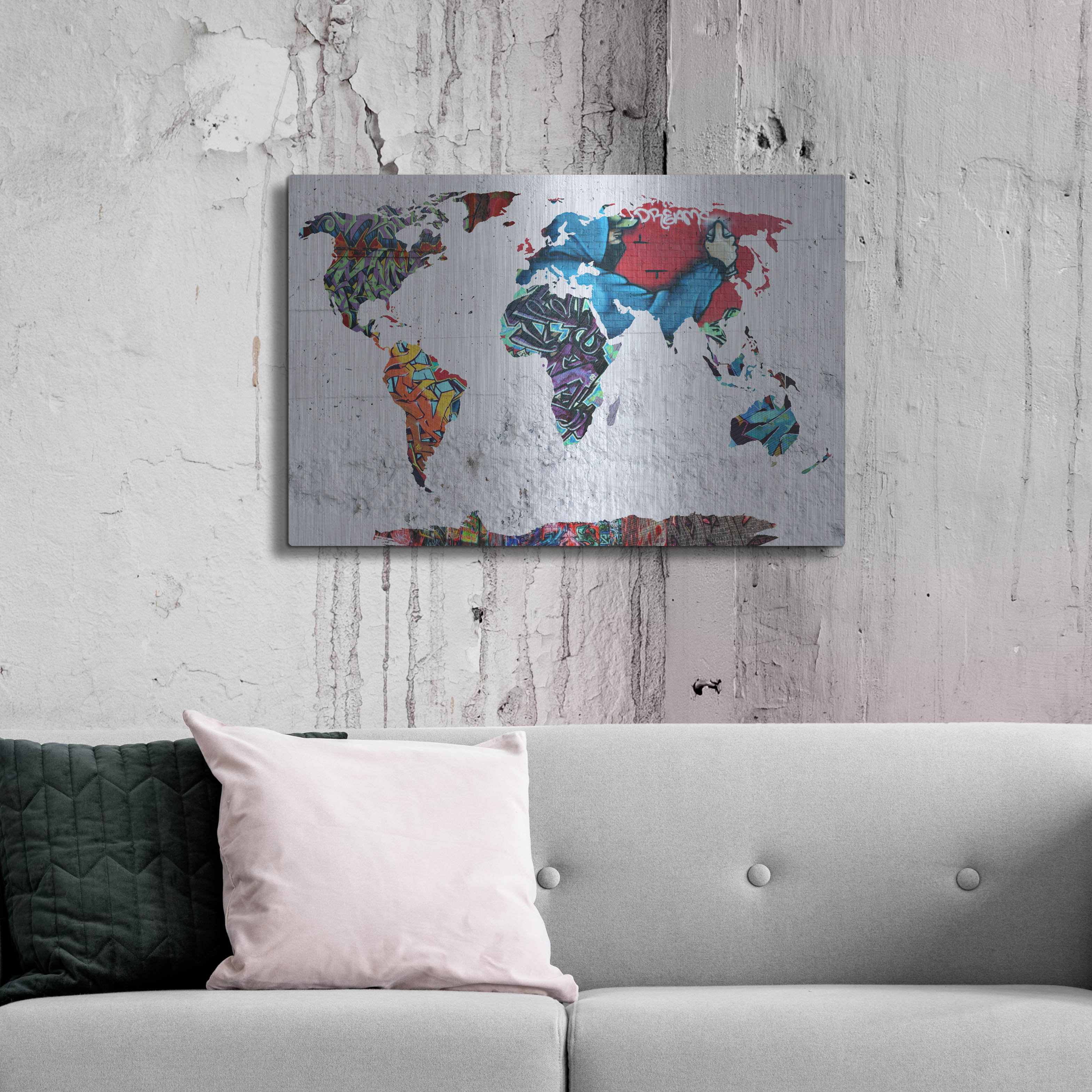 17 Stories 17 Storeys 'Map Graffiti' by Mark Ashkenazi Metal Wall Art ...