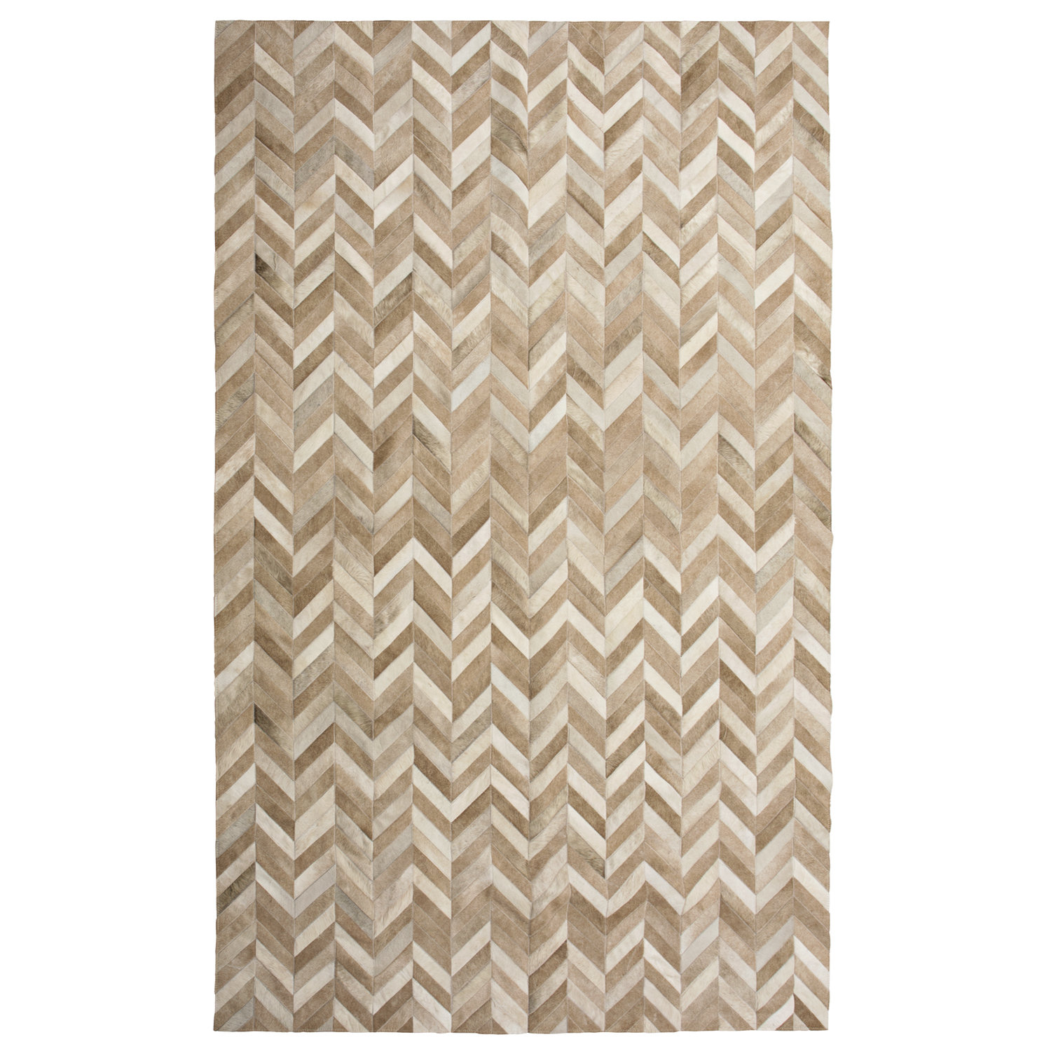 Cowhide Mall Zorzal Chevron Handmade Cowhide Taupe/Ivory/Beige Area Rug ...
