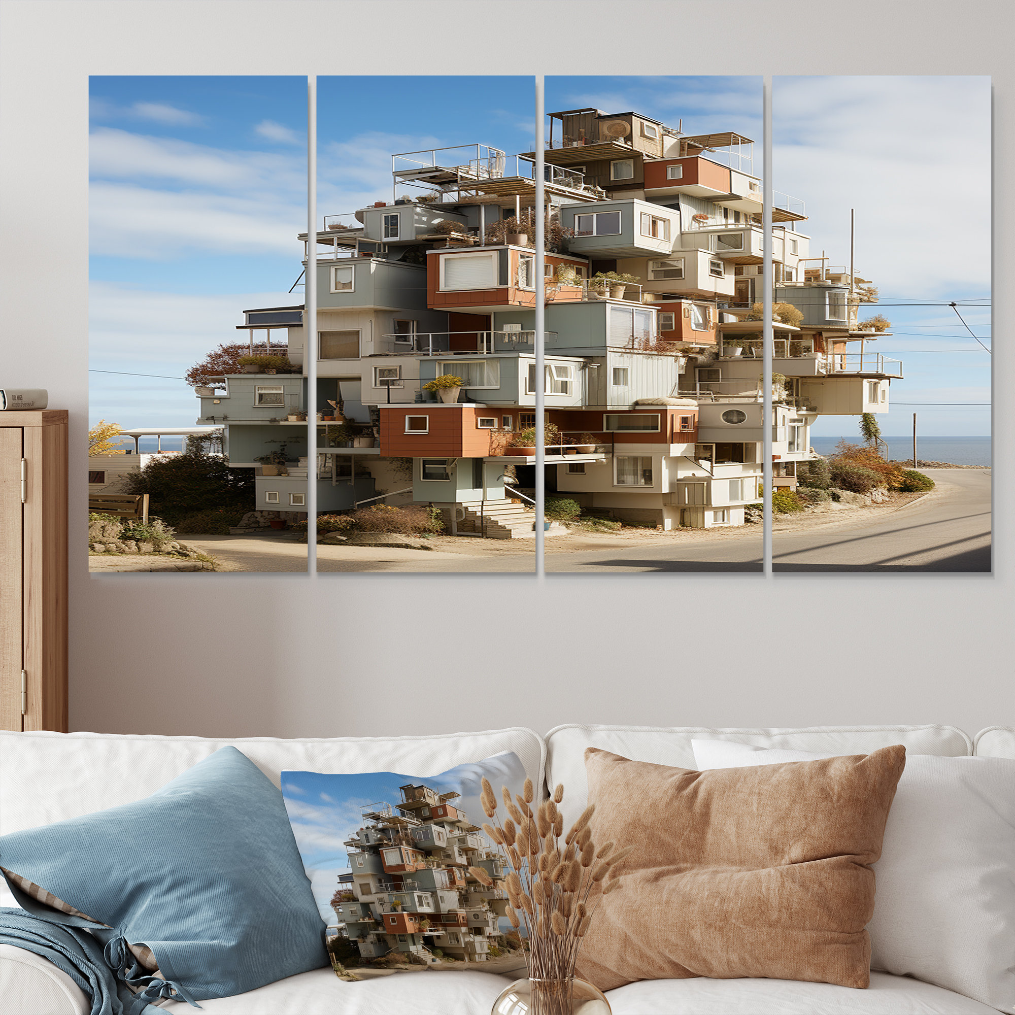 Lark Manor™ Retro Modern Housing Complex - City Architecture Wall Art ...