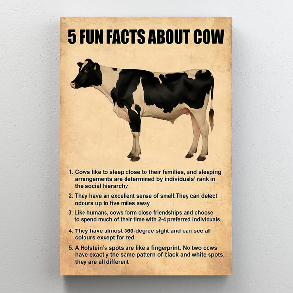 Trinx Fun Facts About Cow - 1 Piece Rectangle Graphic Ar Fun Facts ...