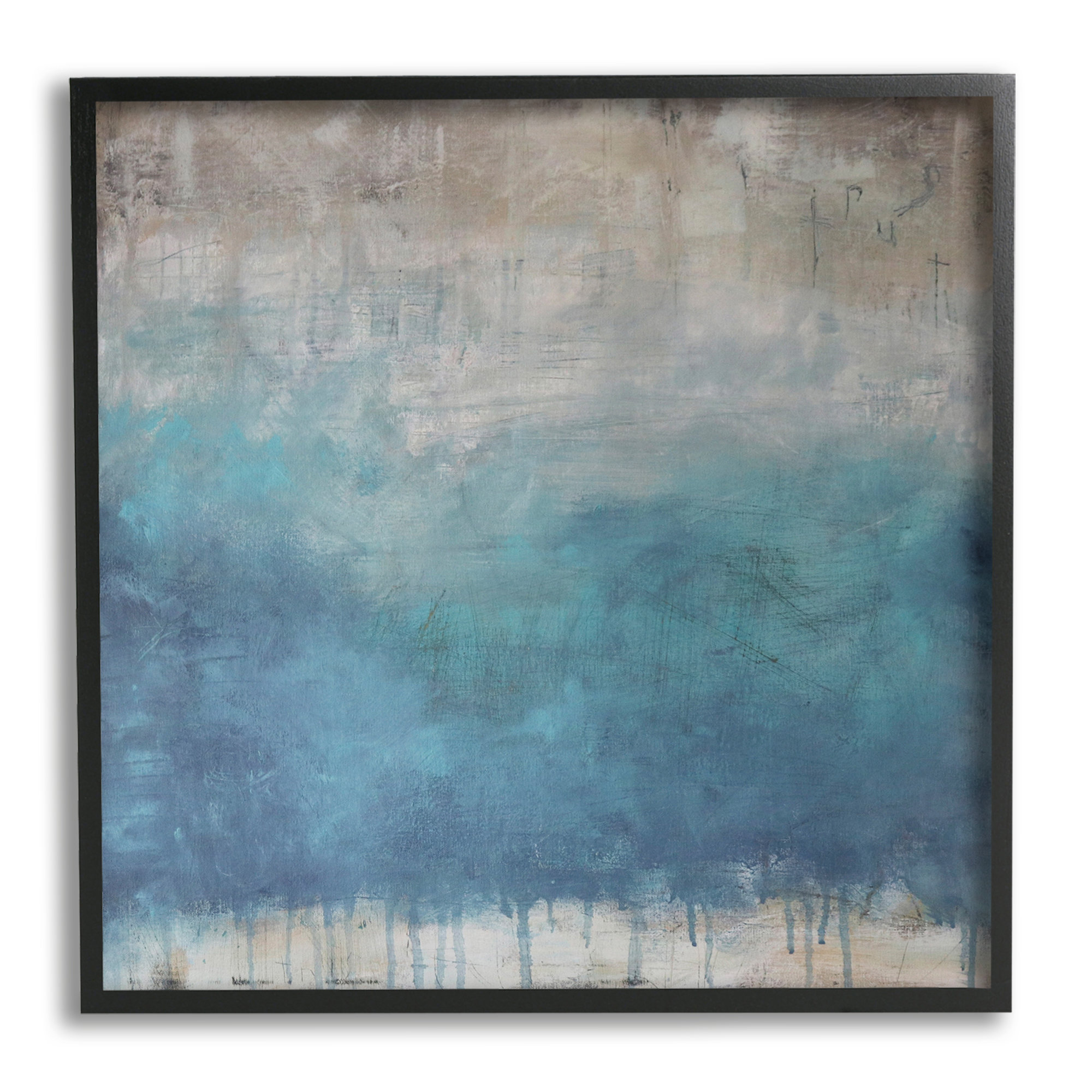Stupell Industries Paint Drip Hatched Blue Abstract Modern Ombre Giclee ...