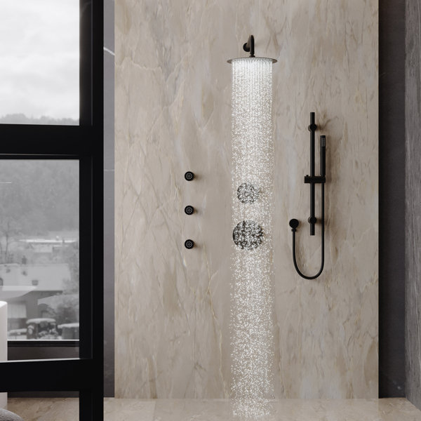 CASAINC SlideLux 3-Function Wall Mounted Complete Shower System with 3 ...