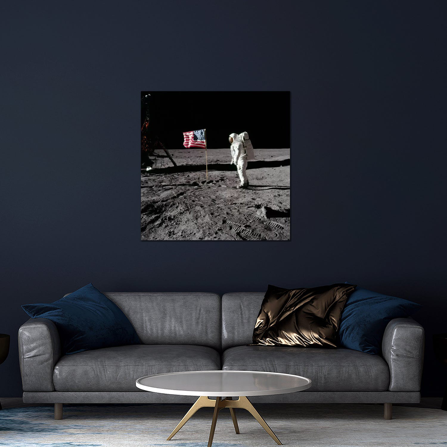 Neil Armstrong Placing The Flag