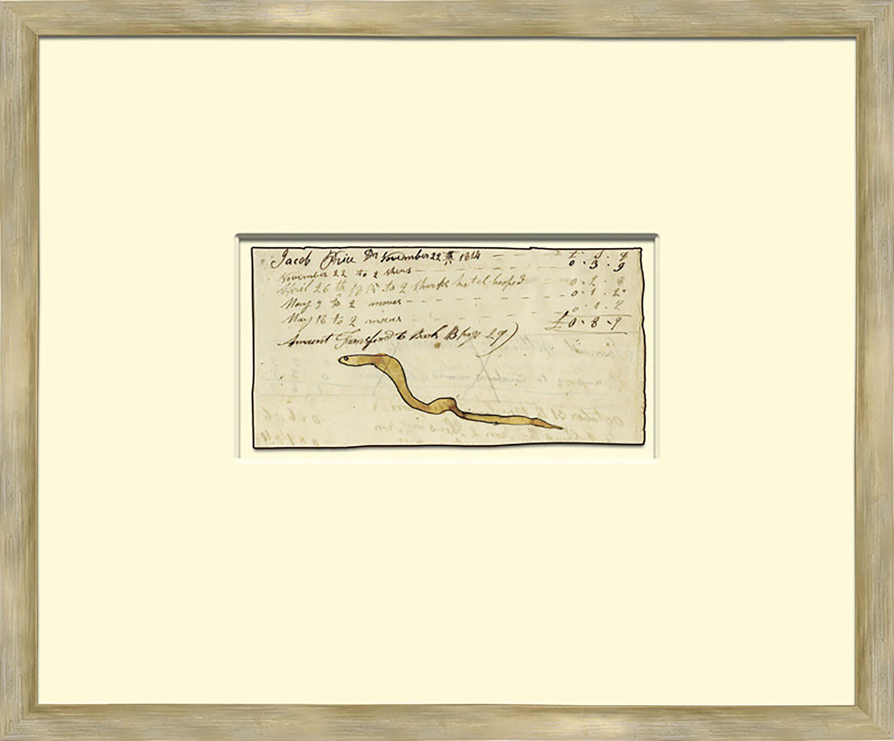 Soicher Marin 'Snake - Sm. Mennonite Ledger Drawing' Framed Drawing ...