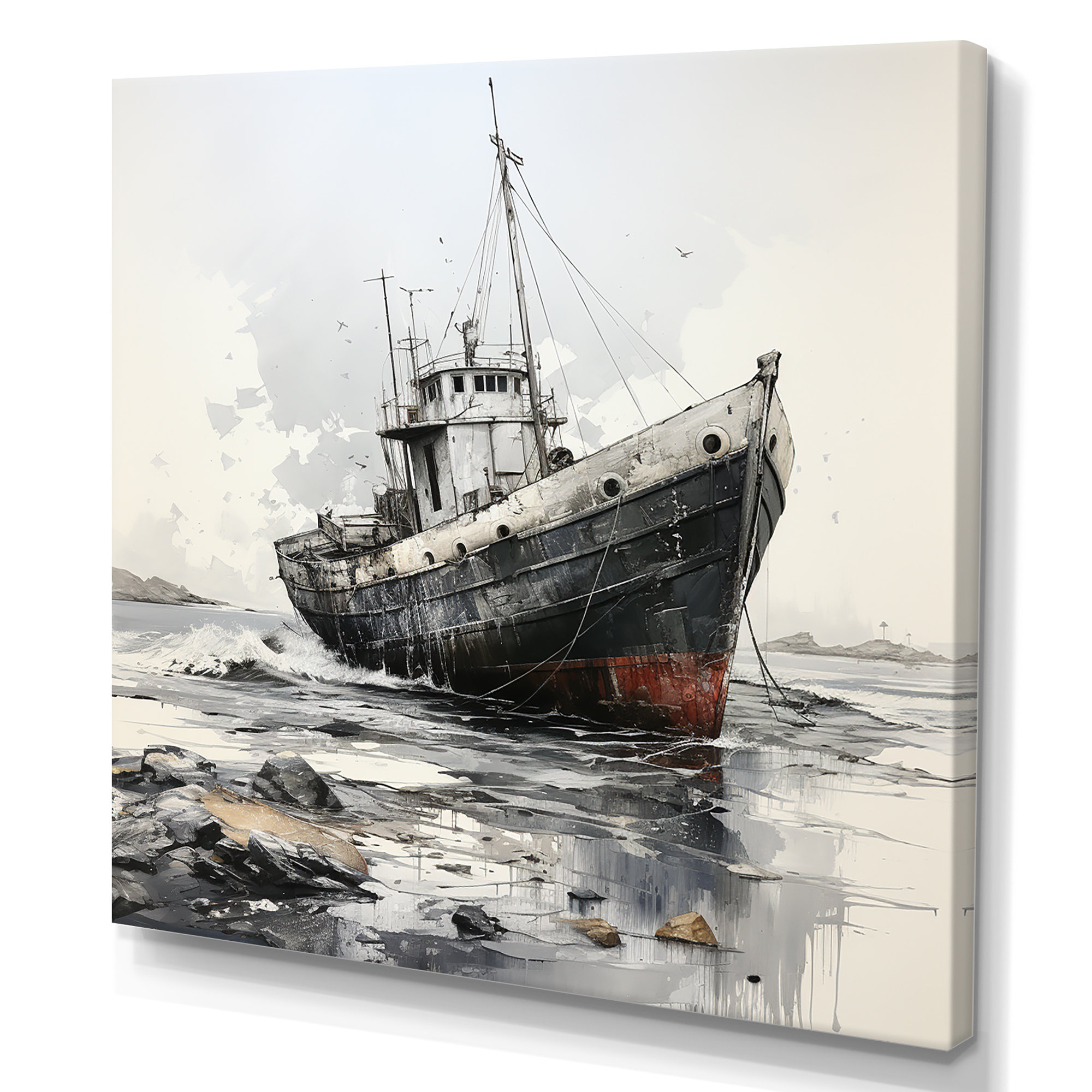 Design Art Blue And White Fishing Boat II - Nautical & Beach Wall Art ...