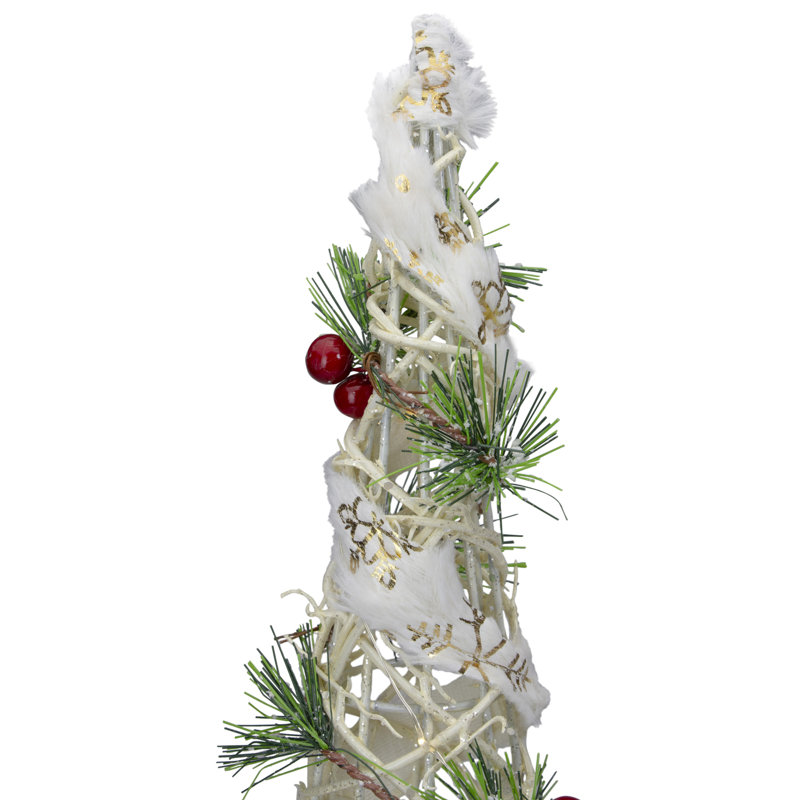 Northlight Seasonal Set of 3 Lighted White Berry and Pine Needle Cone ...