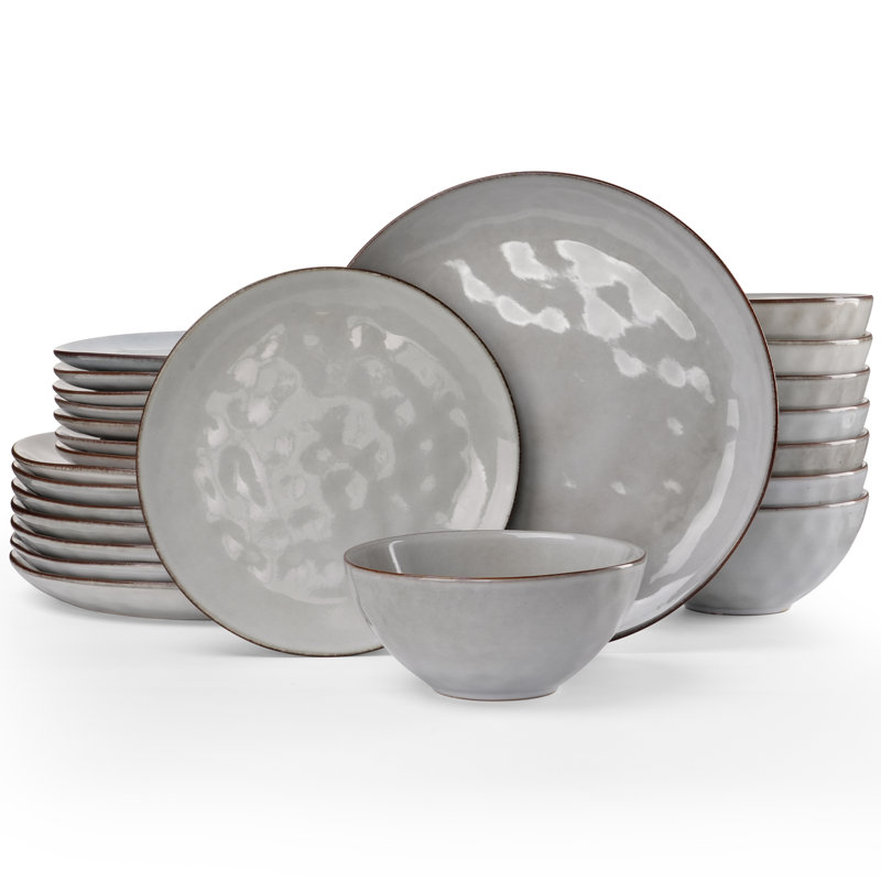 Famiware 24-Piece Dinnerware Sets, Stoneware Dish Set (Set of 8 ...