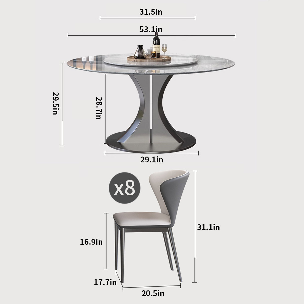 ALLNICEDT Luxury Round Microlite Stone Dining Table Set | Wayfair
