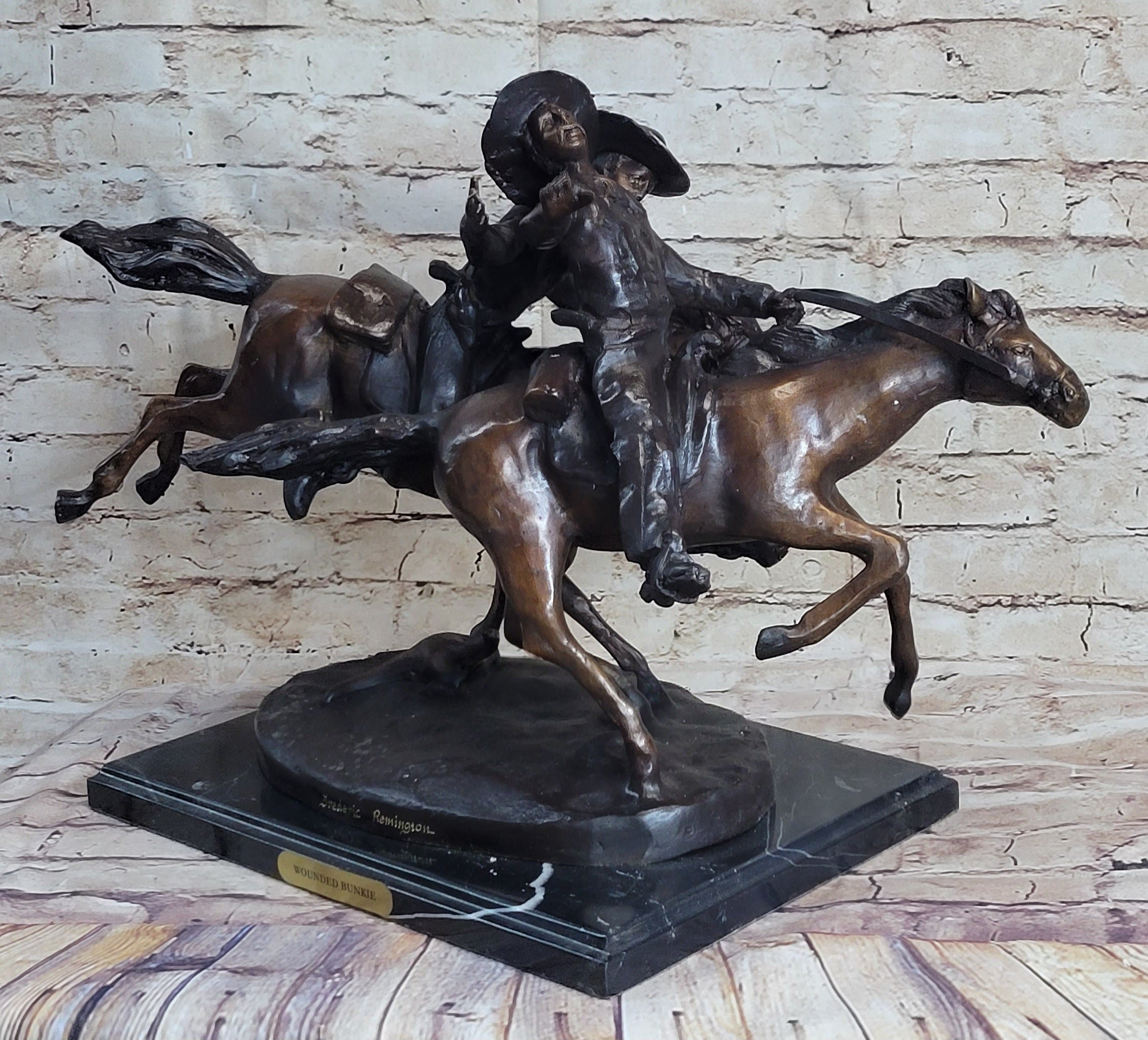 Canora Grey Terea Wounded Bunkie Frederic Remington Bronze Statue ...