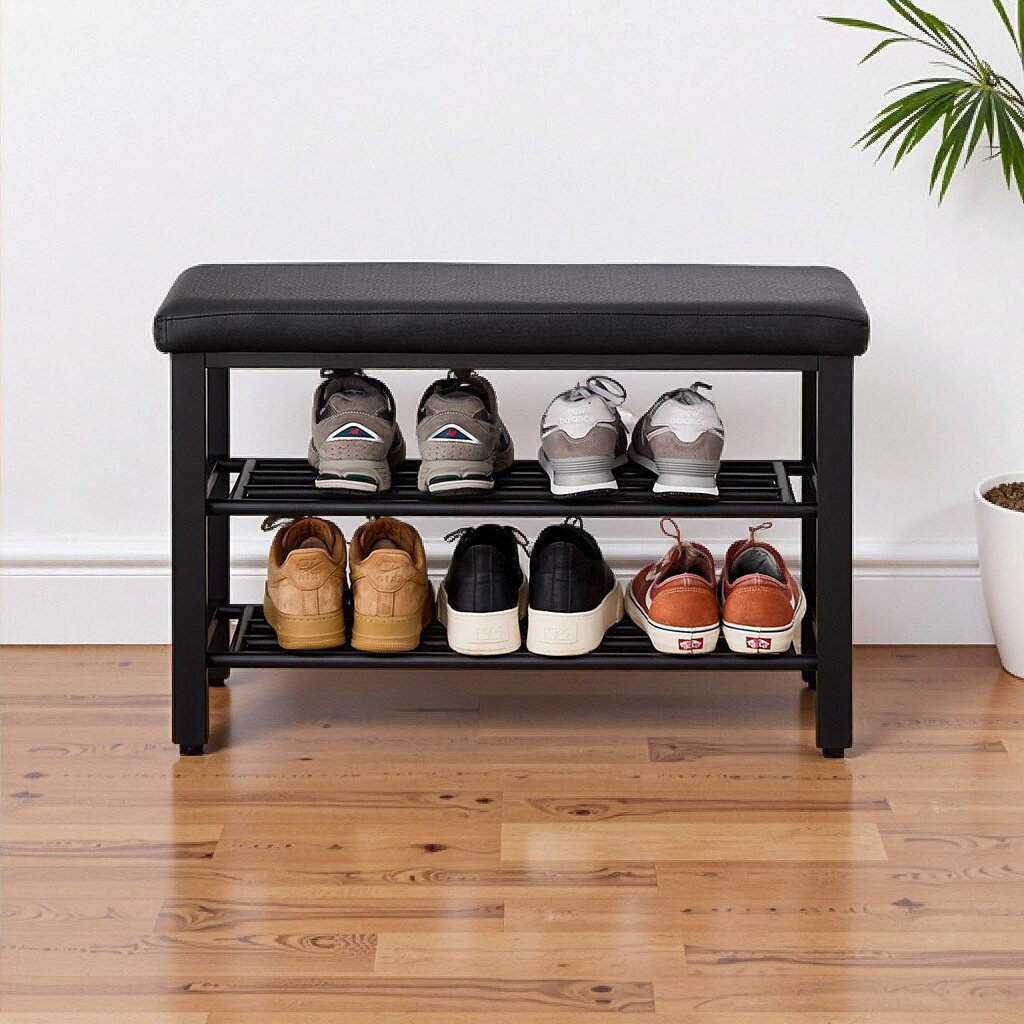 Red Barrel Studio Grey Modern Entryway Bench with Cushioned Seat ...