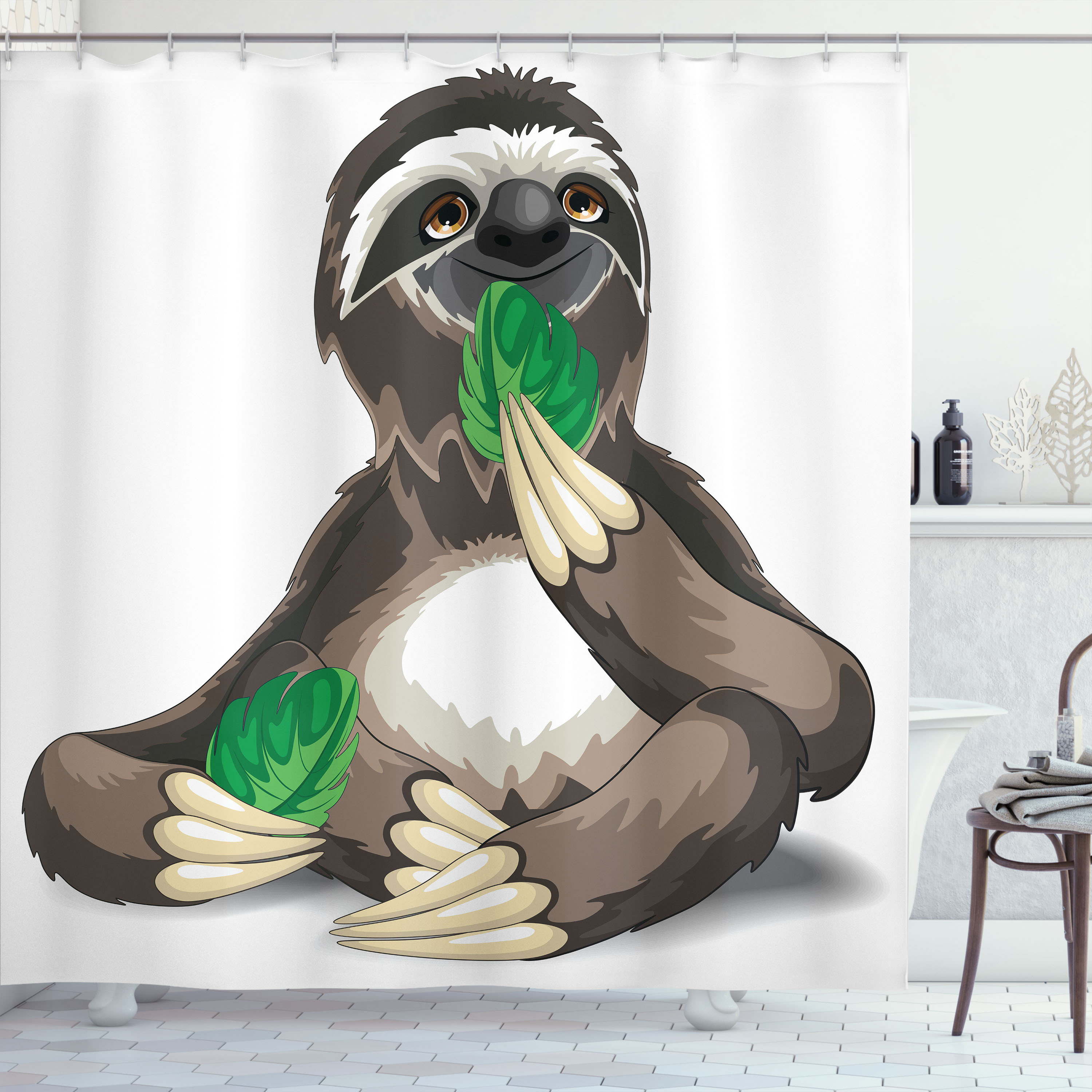 Dakota Fields Sloth Shower Curtain Sluggish Idle Character Umber Ivory ...