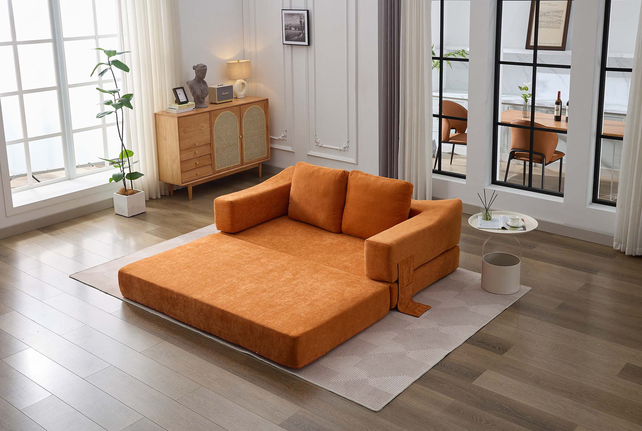 Latitude Run® Modern Minimalist Sofa, Fold-Out Sofa Bed, Convertible ...