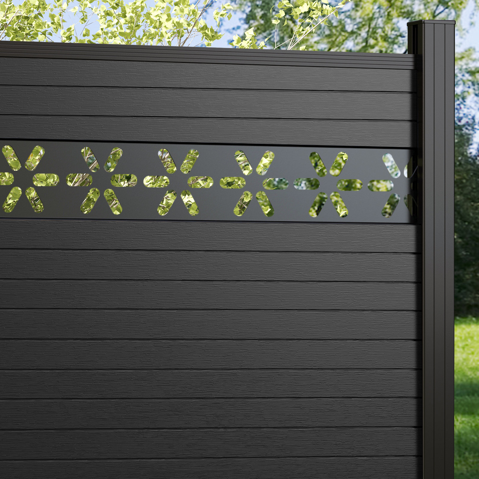 mondaria 6.2Ft H X 6.2Ft W Composite Privacy Fence Panels With Flower ...