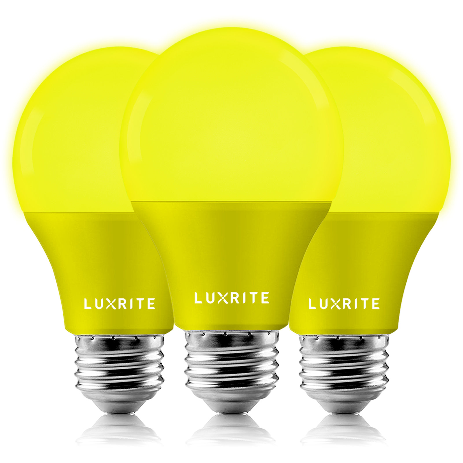Luxrite A19 LED Yellow Light Bulbs 60W Equivalent Non-Dimmable UL ...