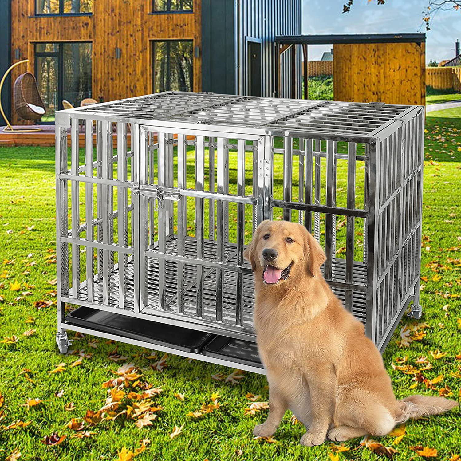 Tucker Murphy Pet™ Stackable Stainless Steel Dog Crate Heavy Duty Pet ...