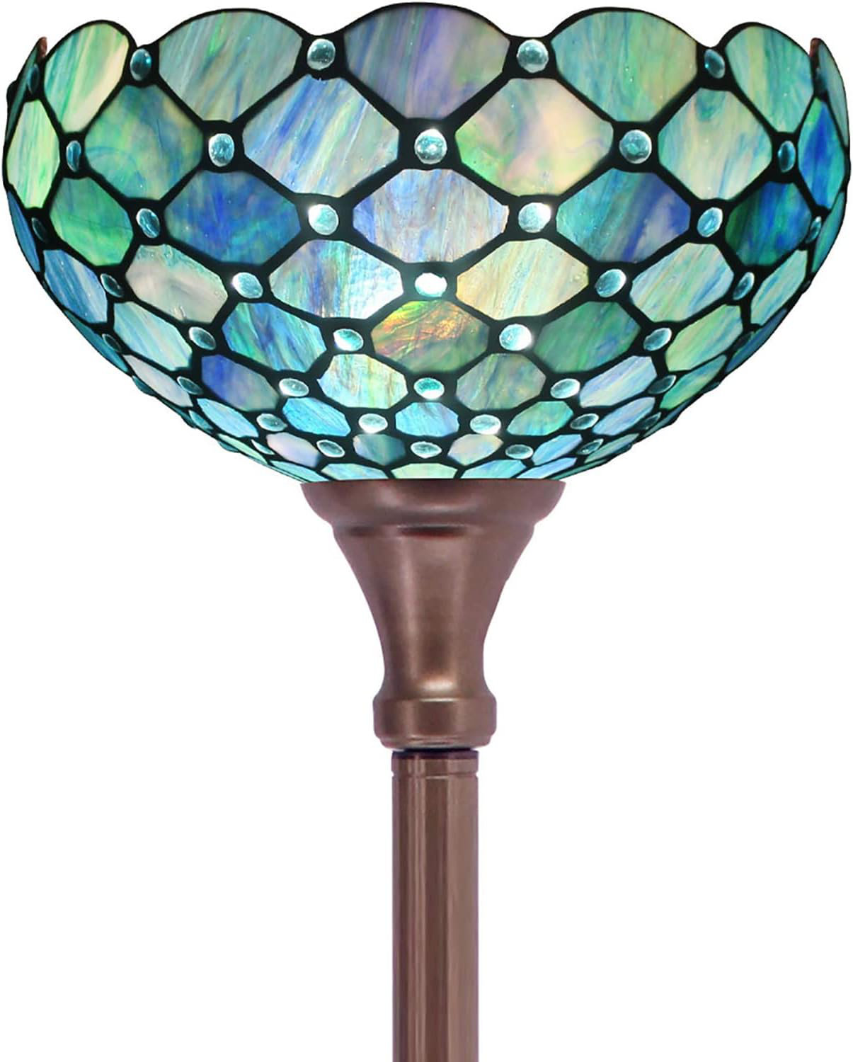 Bloomsbury Market Tiffany Style Torchiere Floor Lamp, 67" Tall Stained ...
