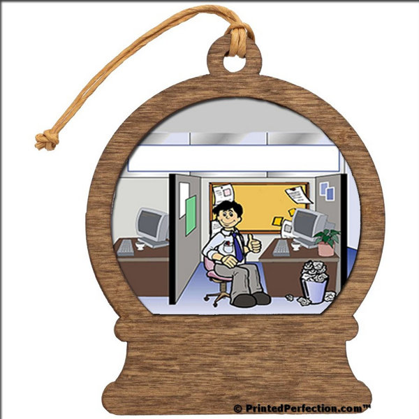 Printed Perfection Personalized Cubicle Office Worker Male Wooden Snow ...