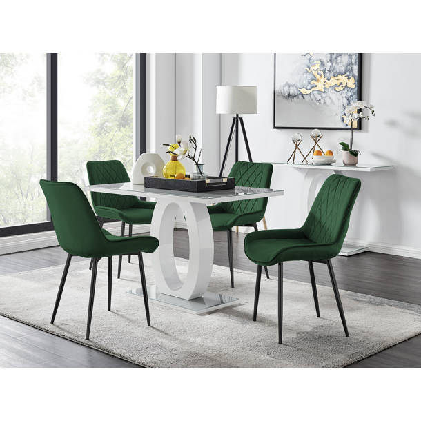 East Urban Home Scottsmoor Modern High Gloss Halo Luxury Dining Table ...