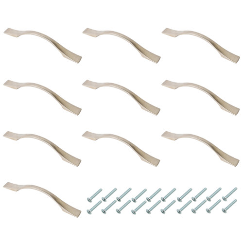 Island Oak 10 Pieces Brushed Steel Taper Bow Kitchen Cabinet Door ...