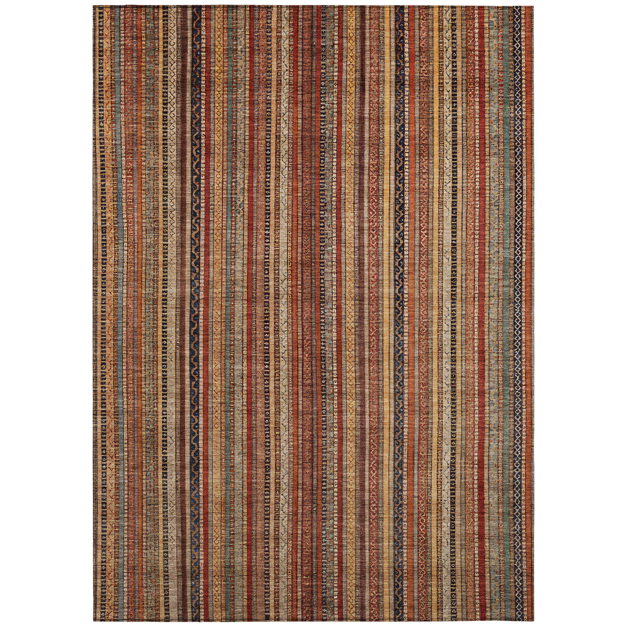 Wrought Studio™ 10' X 14' Rust Taupe And Gray Striped Washable Indoor ...