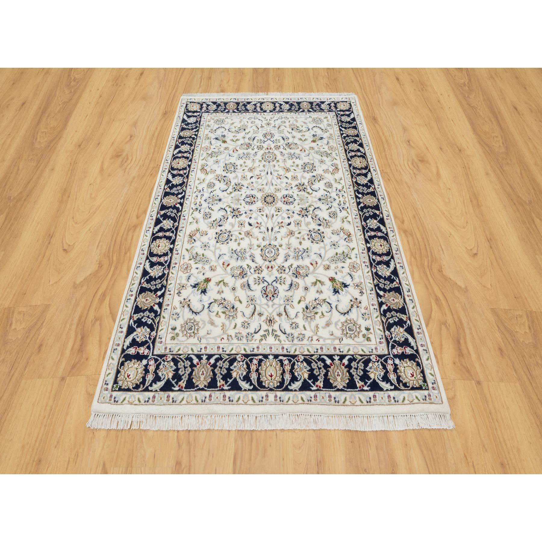 Bloomsbury Market 4'2"x6'2" Rice White Nain Design 250 KPSI Wool and ...