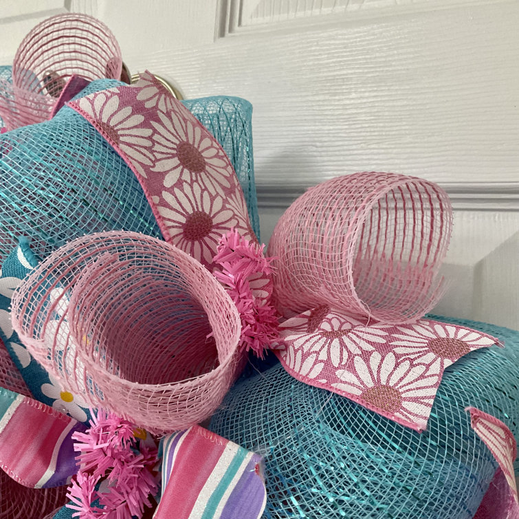 Canora Grey Spring Wreath Turquoise and Pink Floral Watering Can | Wayfair