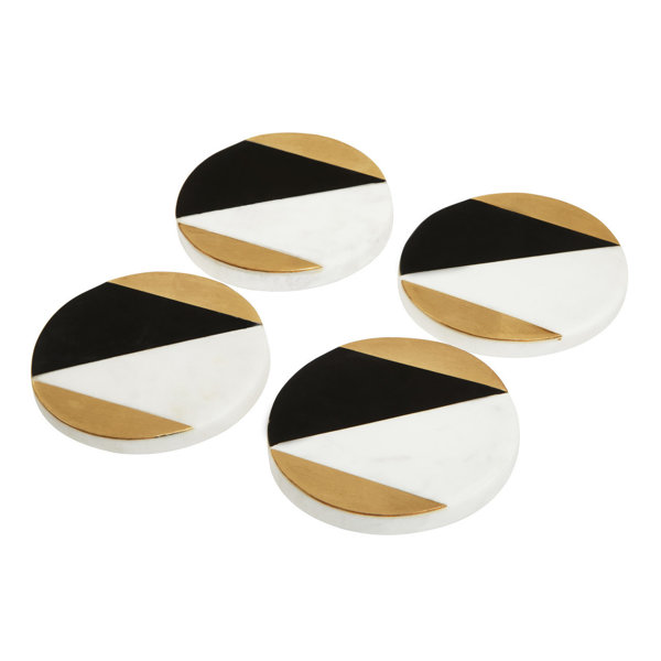 Fairmont Park Marble Round 4 Piece Coaster Set | Wayfair.co.uk