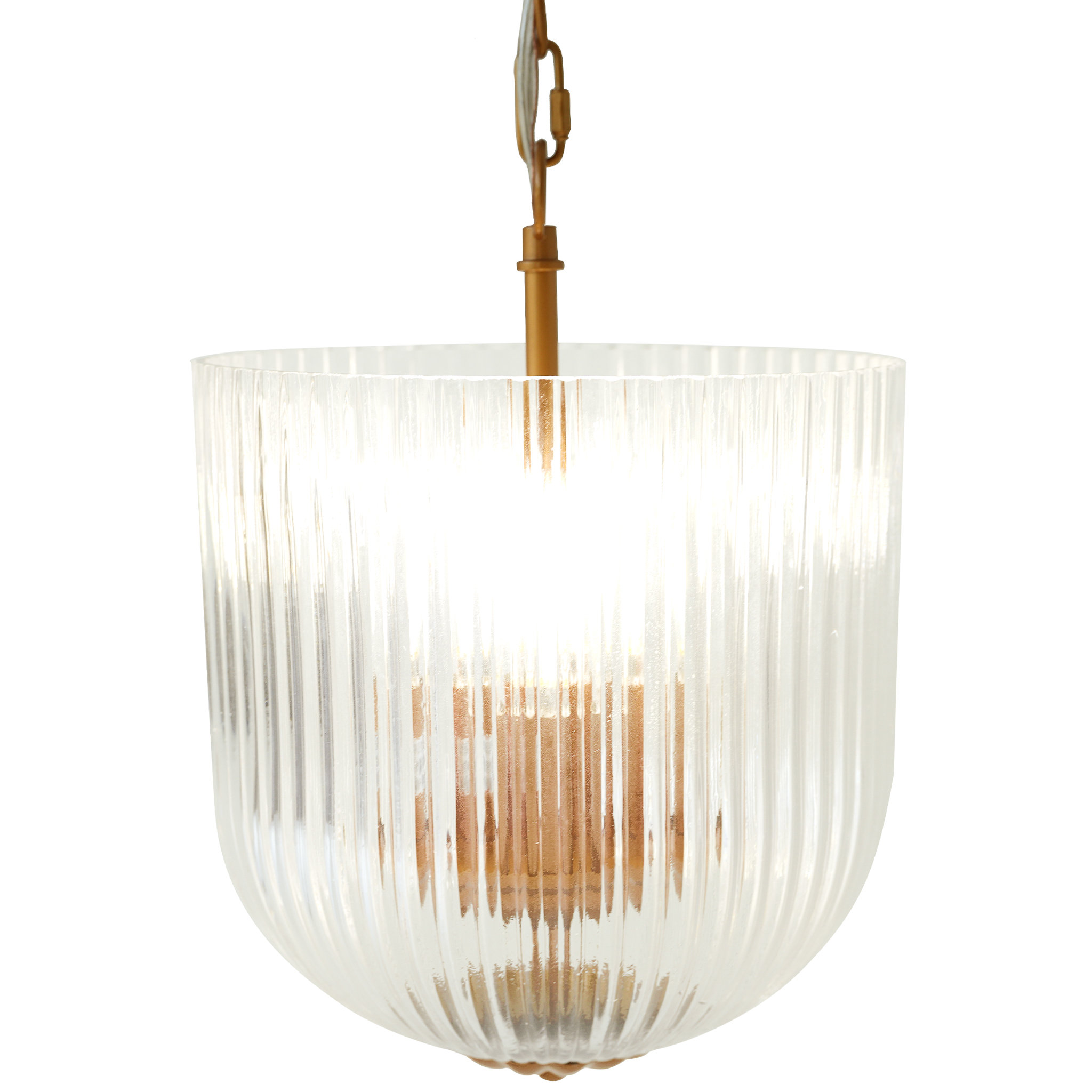 Latitude Run® Saulter RIBBED CLEAR GLASS PENDANT LAMP WITH GOLD ACCENTS ...