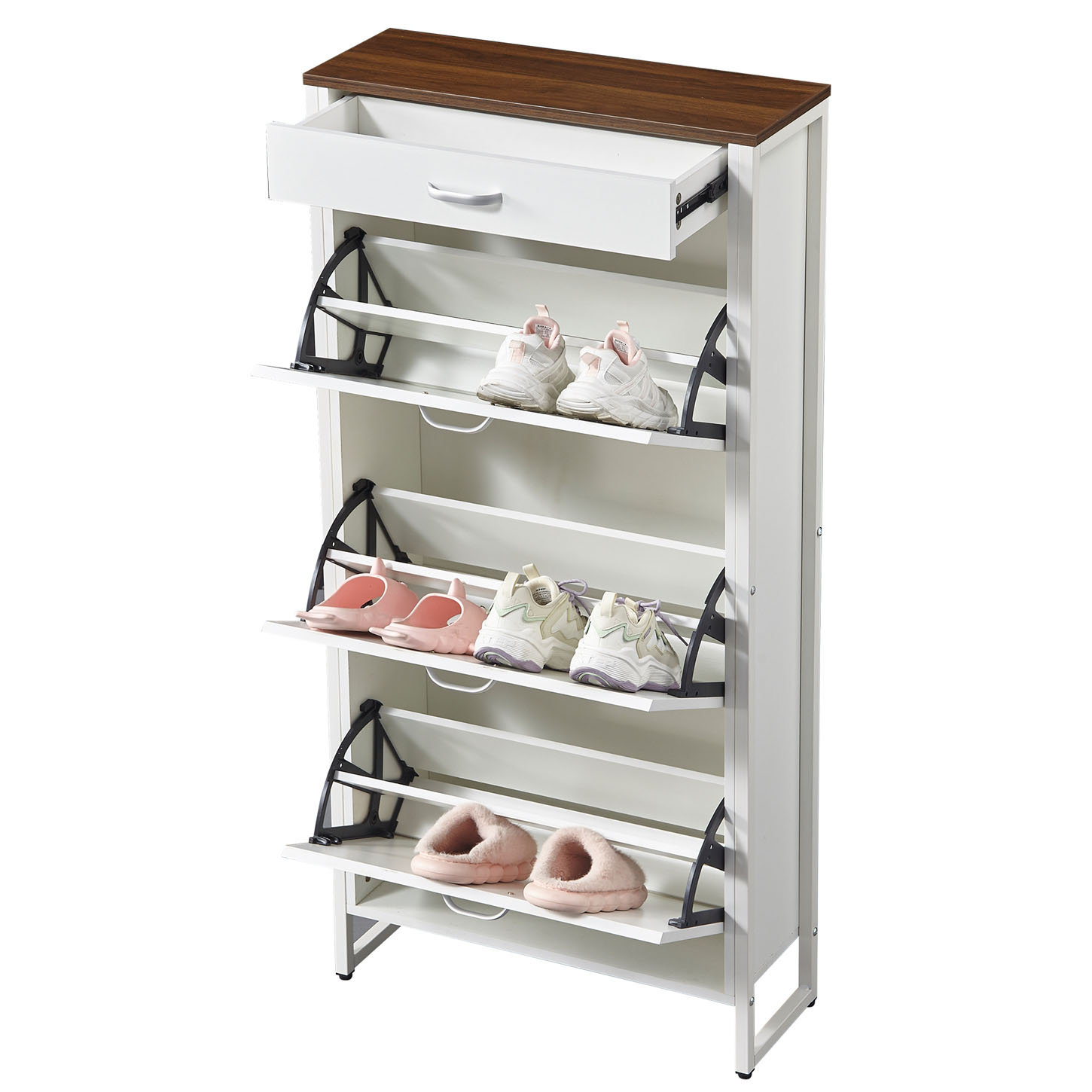17 Stories Shoe Storage Cabinet With 3 Flip Drawers&1 Drawer, Slim ...