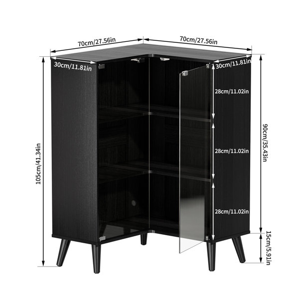 Ivy Bronx Display Case With Tempered Glass Doors,3-tier Corner Curio ...