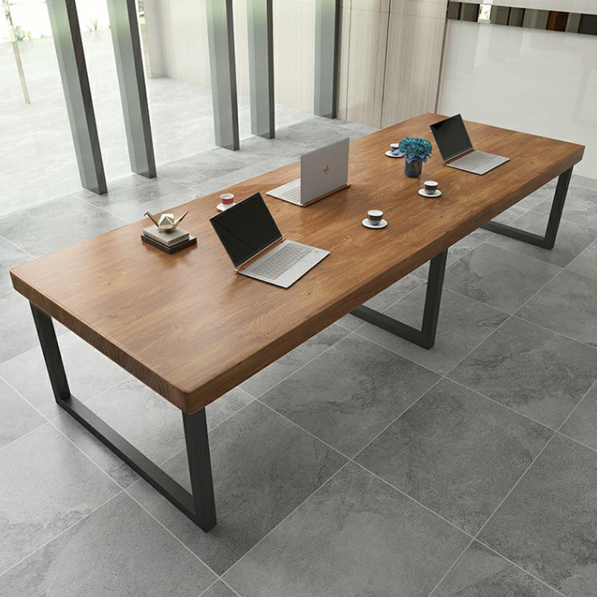 Latitude Run® Modern rectangular solid wood conference table / office ...