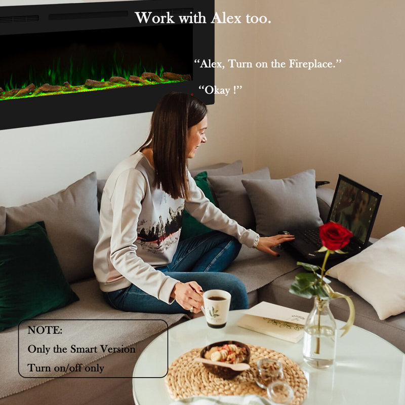 Symple Stuff Modern Wall-Mounted And Recessed Electric Fireplace ...