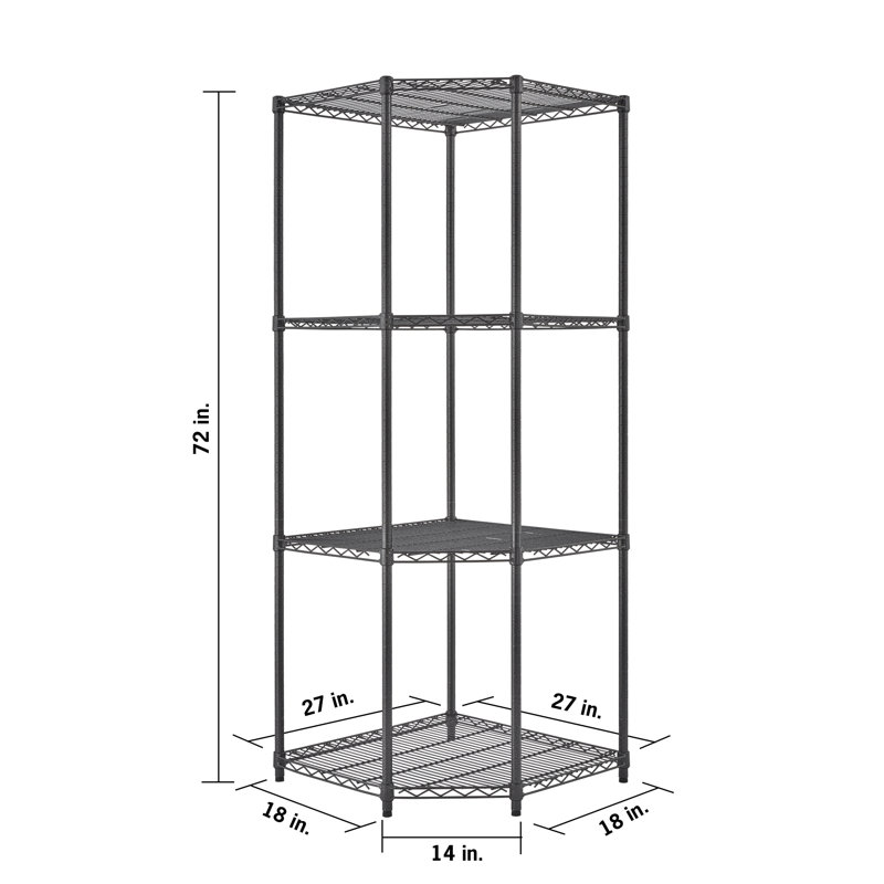 TRINITY PRO Black 4-Tier NSF Corner Steel Wire Garage Storage Shelving ...