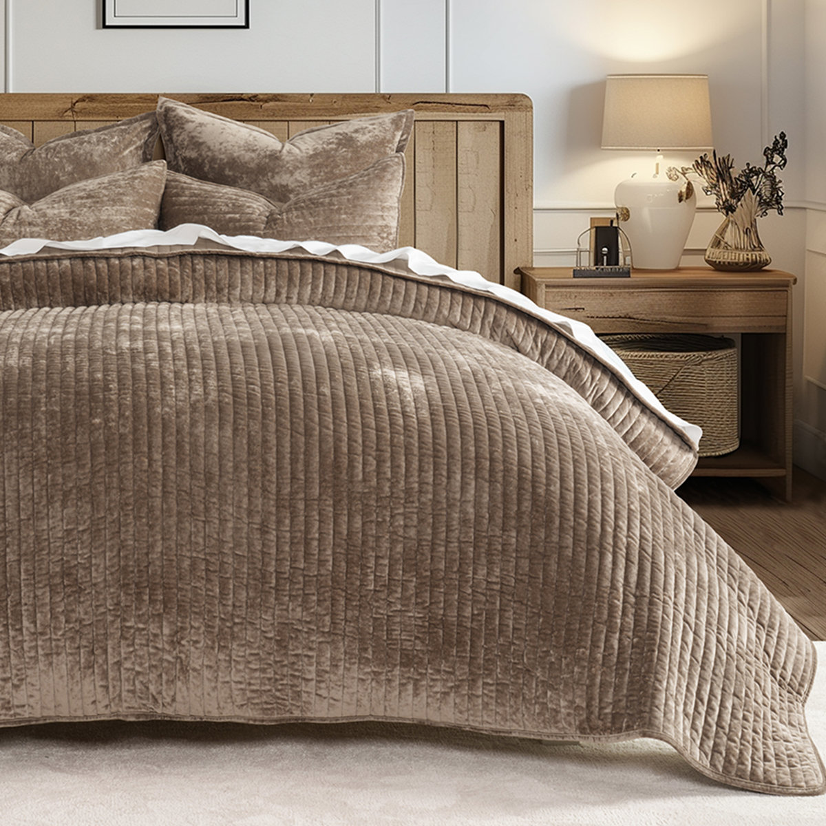 EverGrace Luxe Velvet Channel Quilt Set | Wayfair