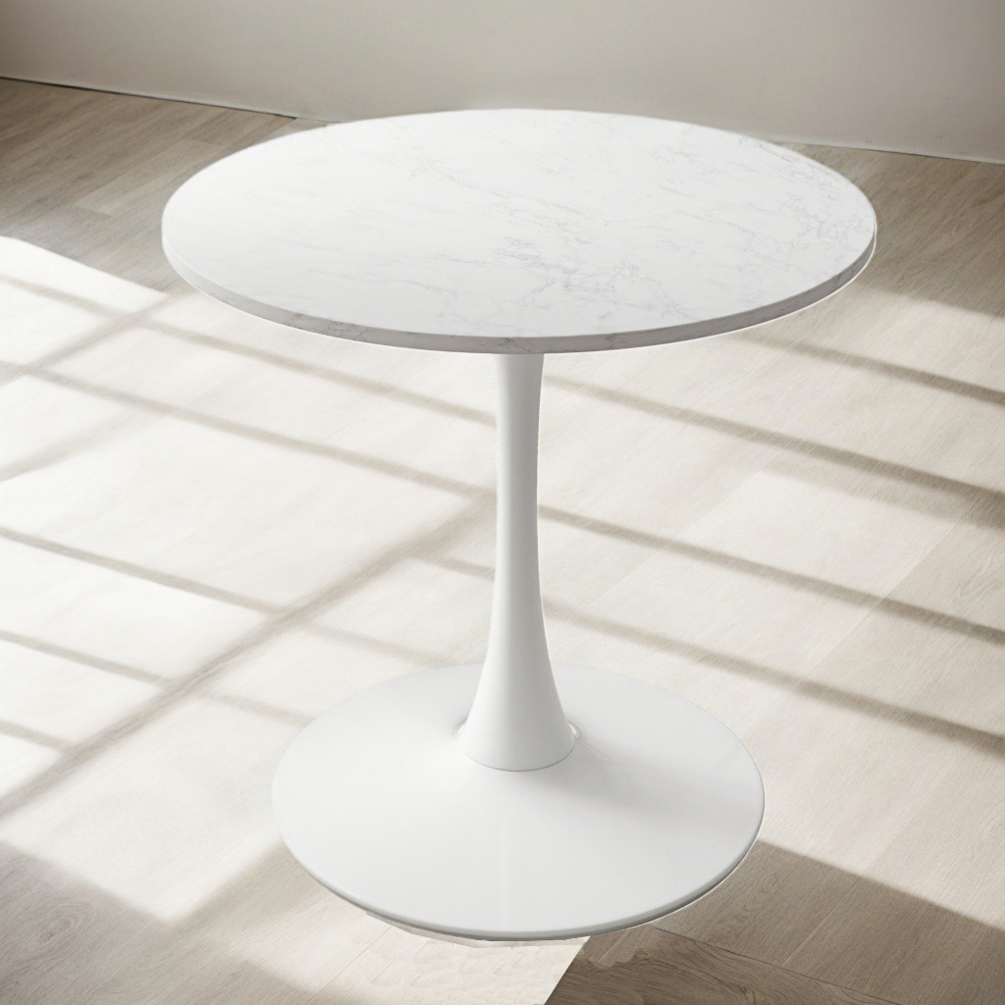 George Oliver Marce 31.5" Round Dining Table – White Marble Print Top ...