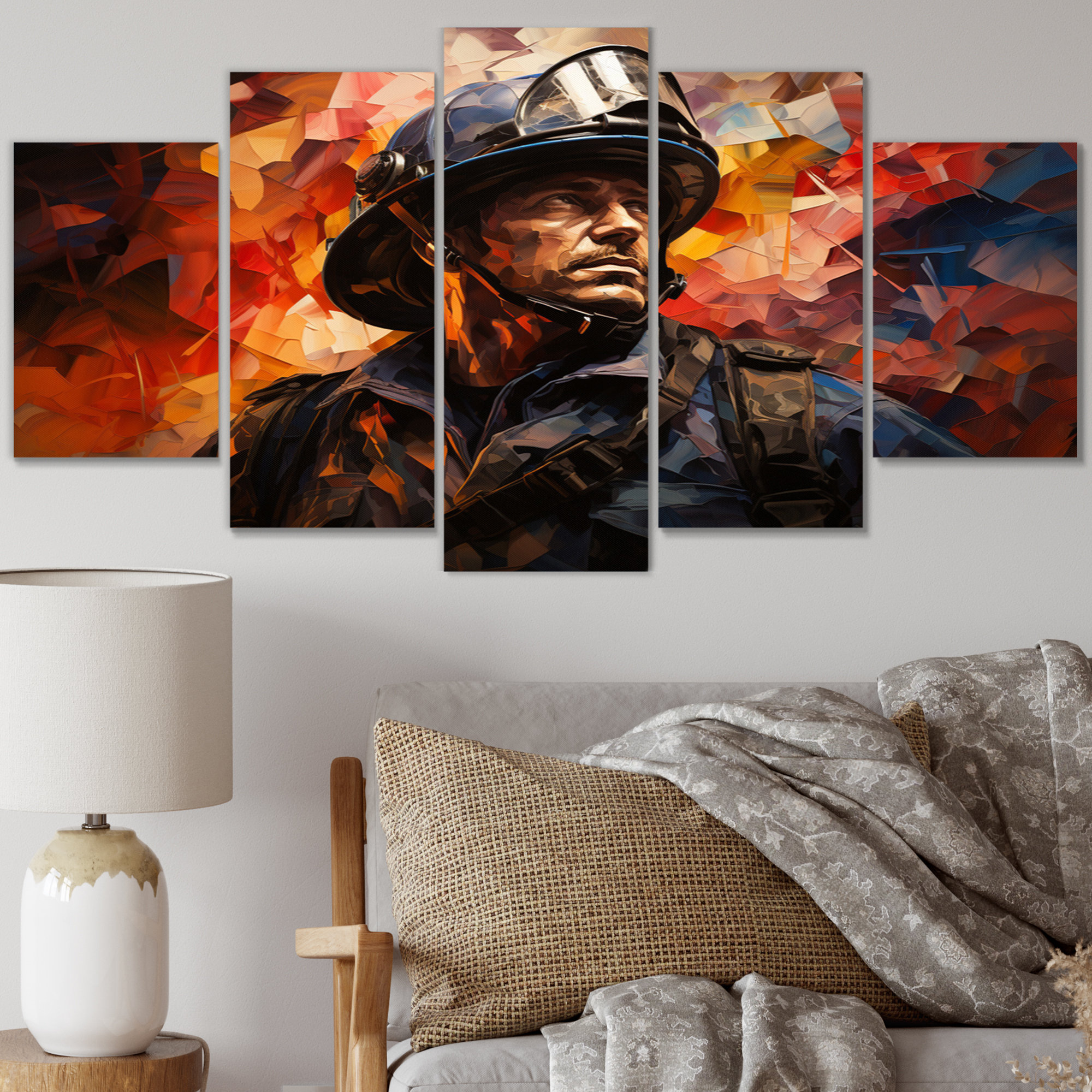 Ebern Designs Fireman Portrait I - Fireman Metal Wall Decor Set | Wayfair