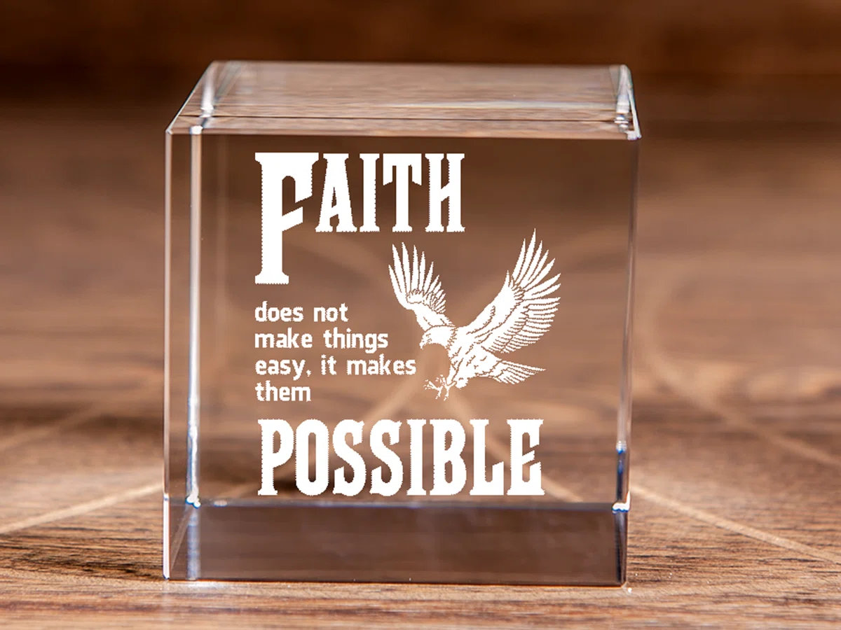 Trinx Jerrisa Luke 1:37 Square Cut Crystal Cube Faith Makes it Possible ...