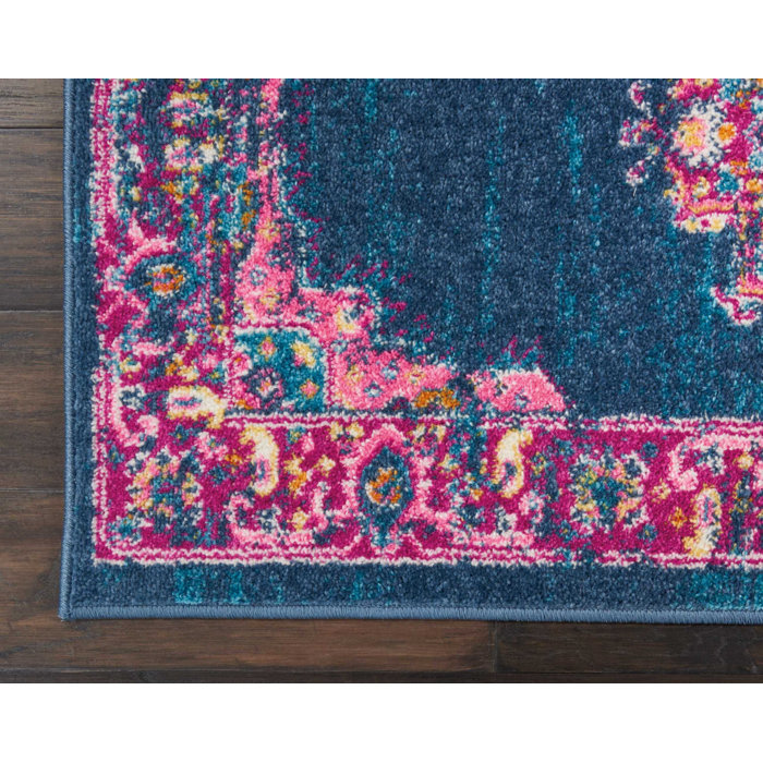 Mercury Row® Abbate Oriental Navy Blue/Pink Area Rug & Reviews | Wayfair