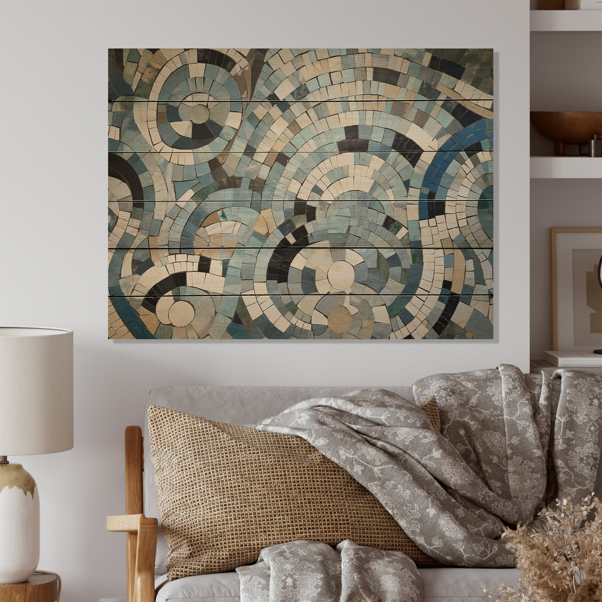 Ivy Bronx Eulus Blue And White Bohemian Medley On Wood Print | Wayfair