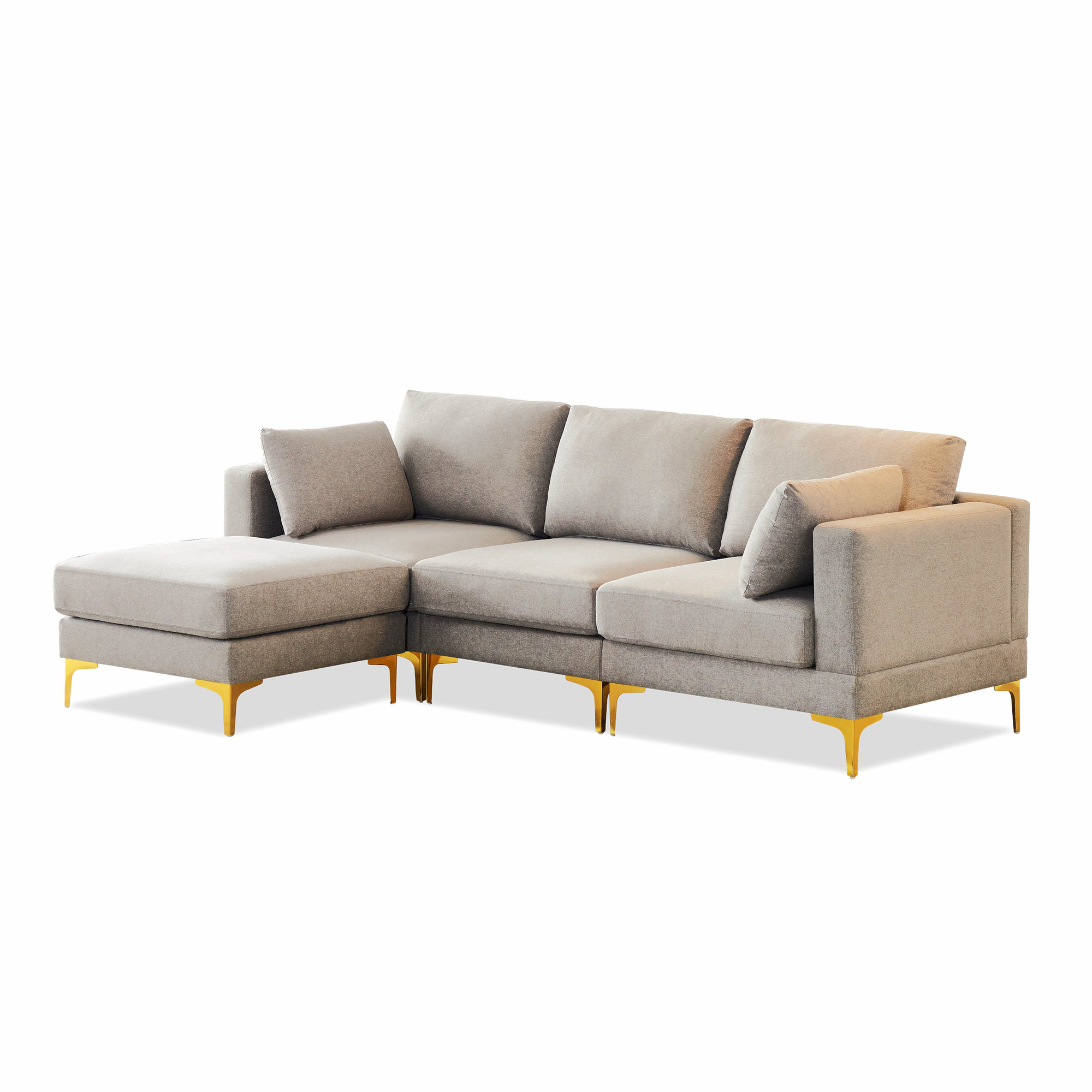 Mercer41 Living Room Furniture Modern Leisure L Shape Couch Grey Fabric ...