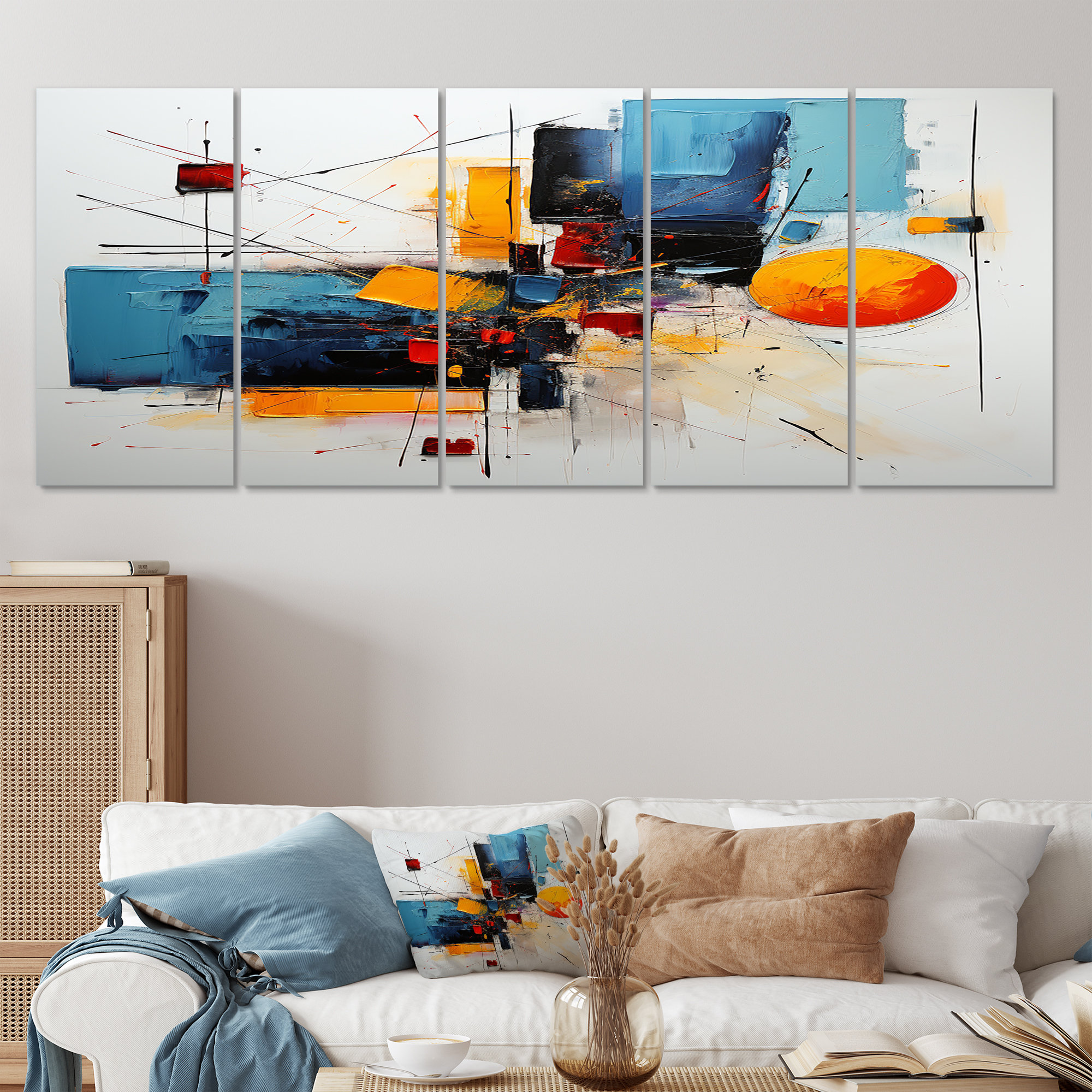 Ivy Bronx Deconstructed Orange Sunset - Abstract Wall Art Decor Set 5 ...