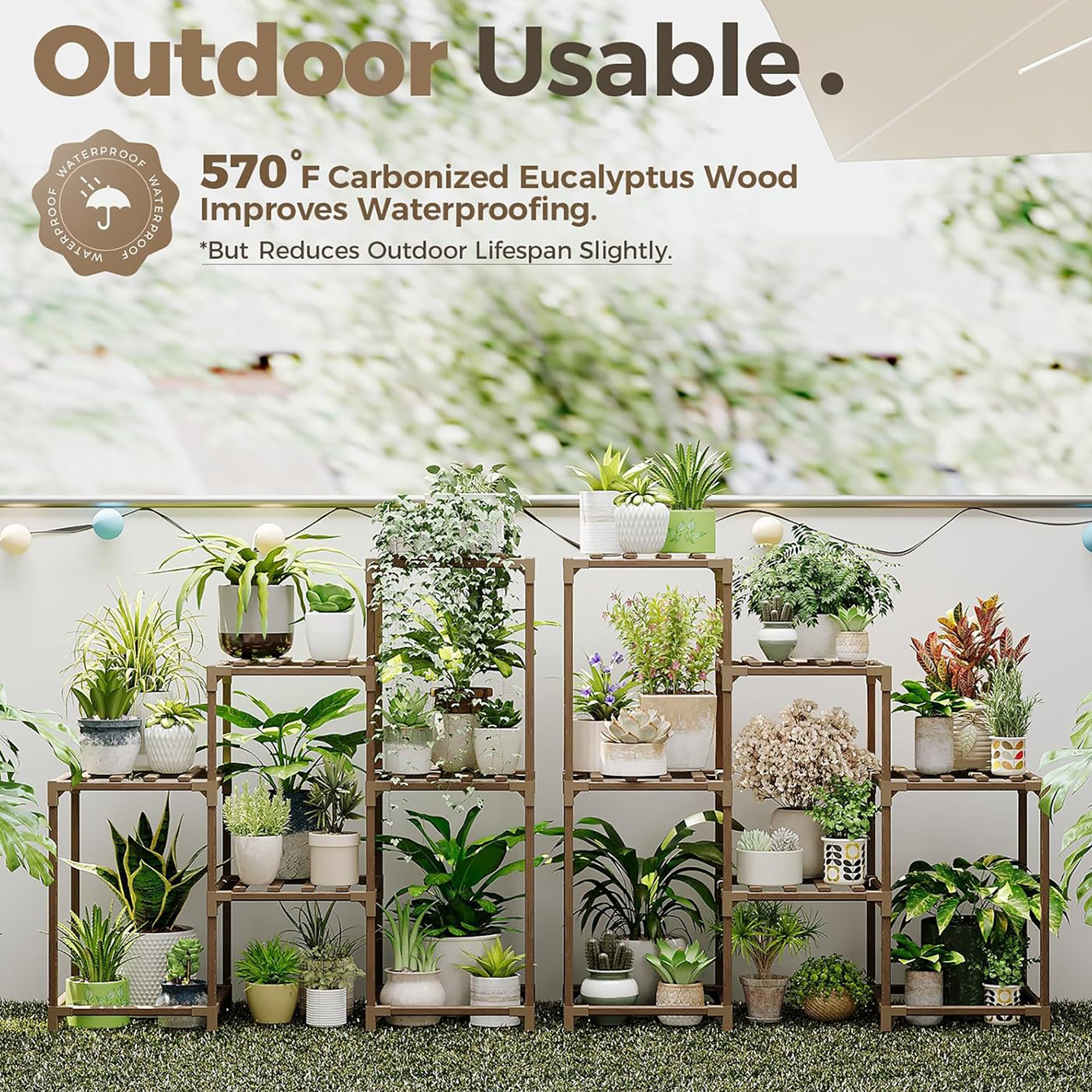 Latitude Run® 2 Sets of Package Plant Stands Indoor Wood Plant Shelf ...