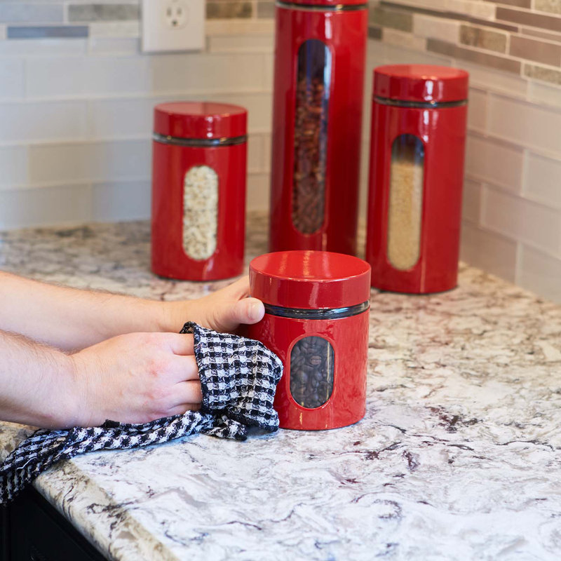 Anchor Hocking 4 Piece Palladian Window Cylinder Canister Set in Cherry ...